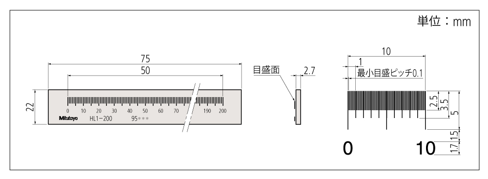 測定基準器 基準スケール HL1 HL1-50 | 商品 | ミツトヨ